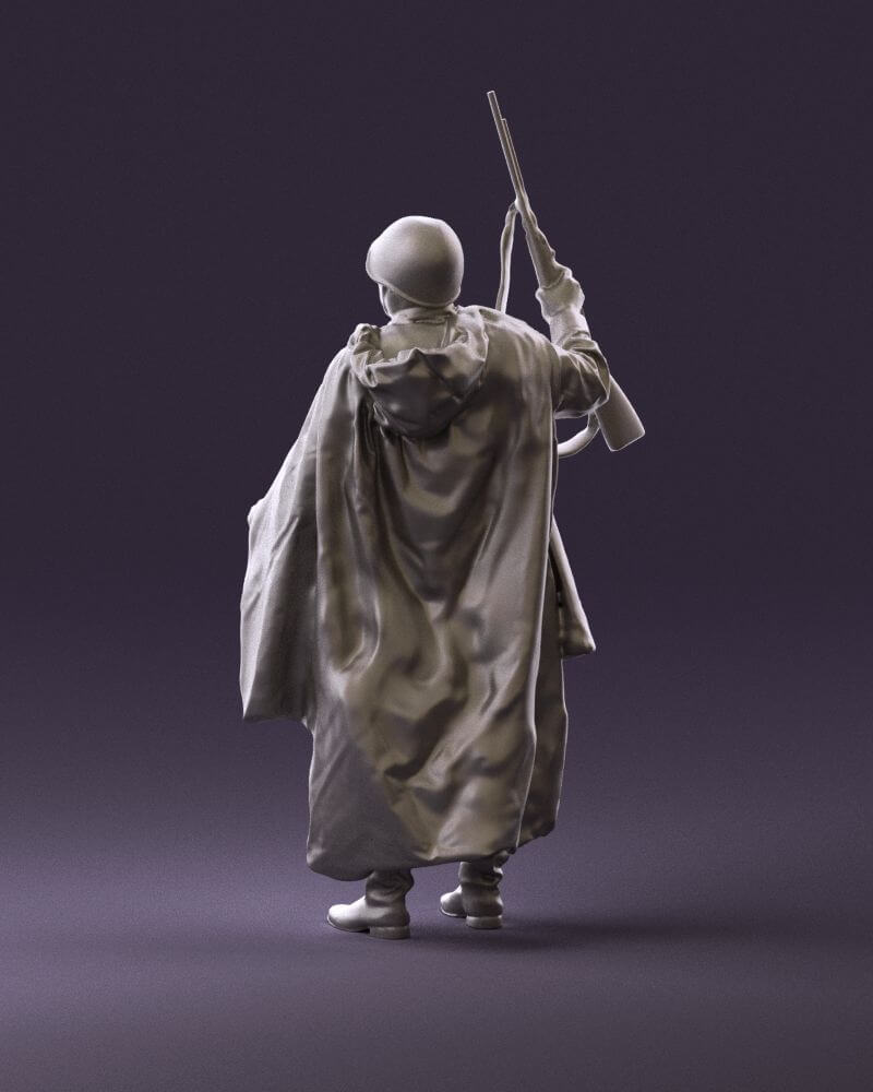 001012 Big Man in Soviet Soldier Suit with Ppsh - 3D Model by 3DFarm