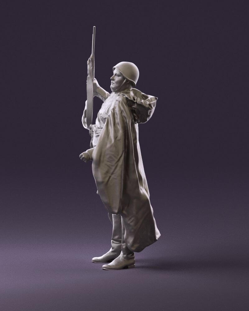 001012 Big Man in Soviet Soldier Suit with Ppsh - 3D Model by 3DFarm