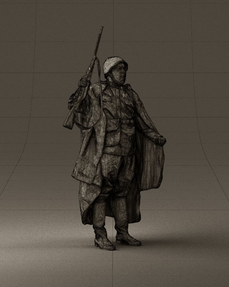 001012 Big Man in Soviet Soldier Suit with Ppsh - 3D Model by 3DFarm