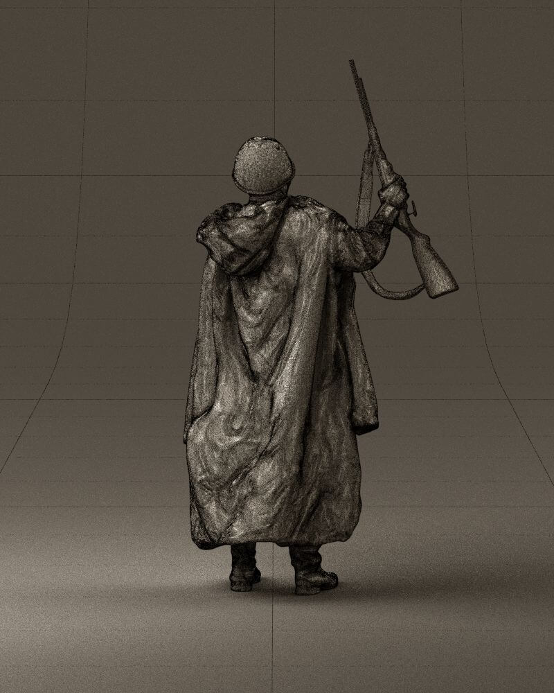 001012 Big Man in Soviet Soldier Suit with Ppsh - 3D Model by 3DFarm