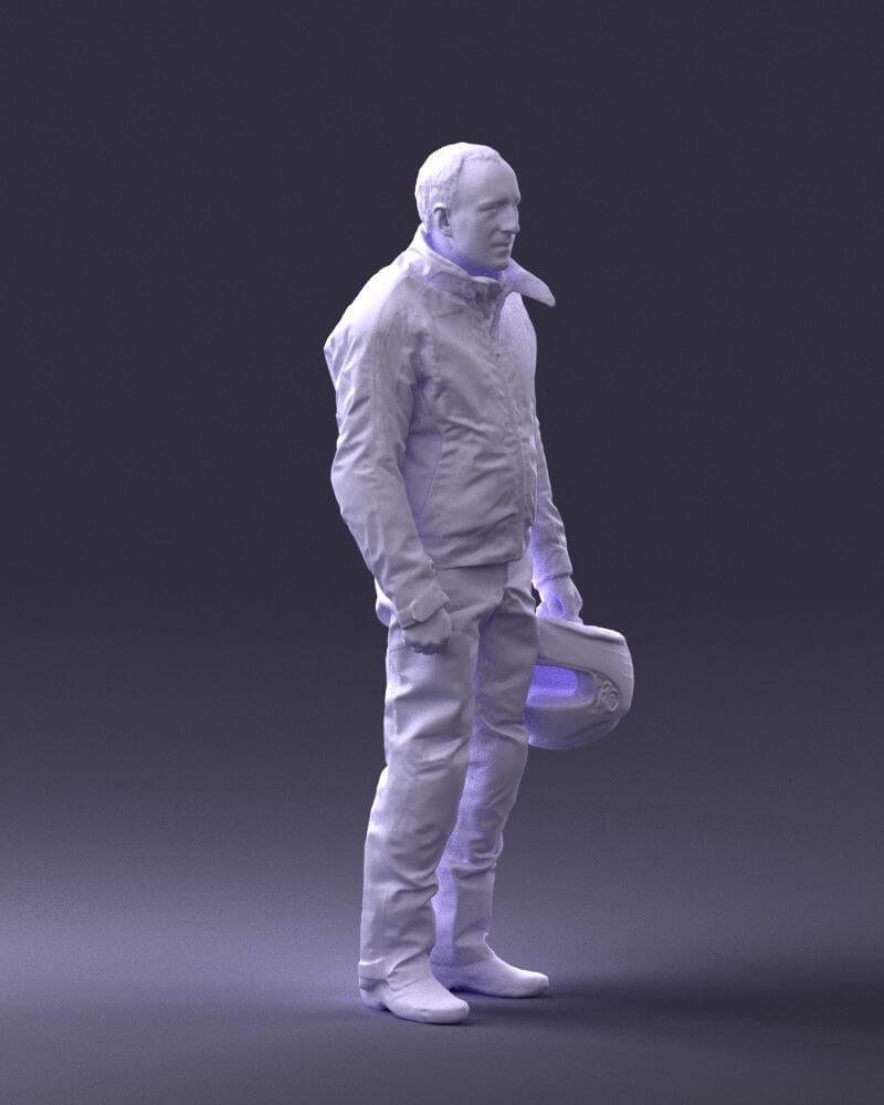 Biker in Green Motorcycle Jacket and Helmet (0088) - 3D Model by 3DFarm