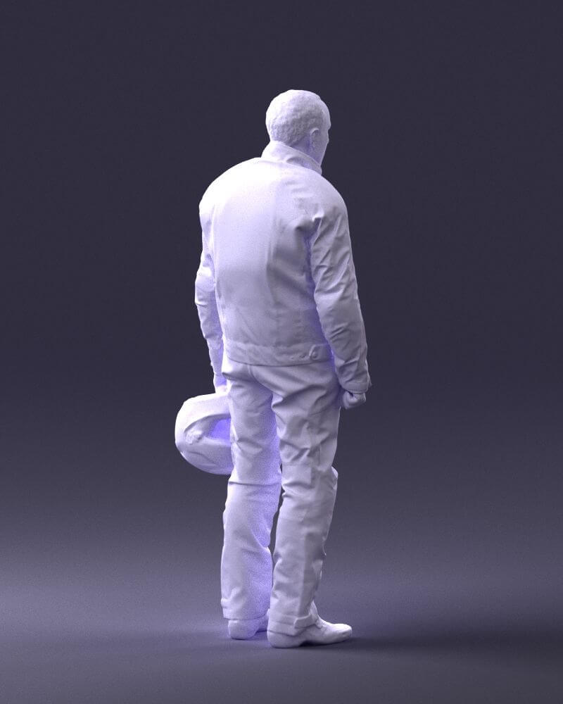 Biker in Green Motorcycle Jacket and Helmet (0088) - 3D Model by 3DFarm