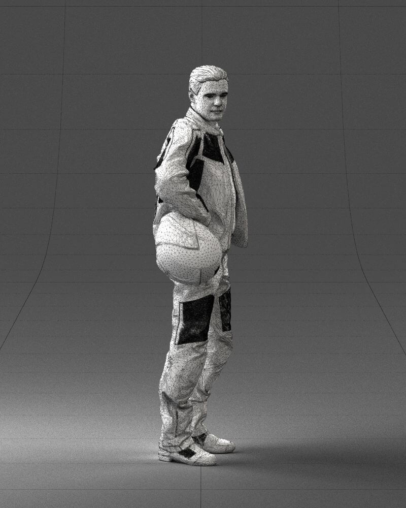 Biker in Motorcycle Gear and Helmet (0085) - 3D Model by 3DFarm