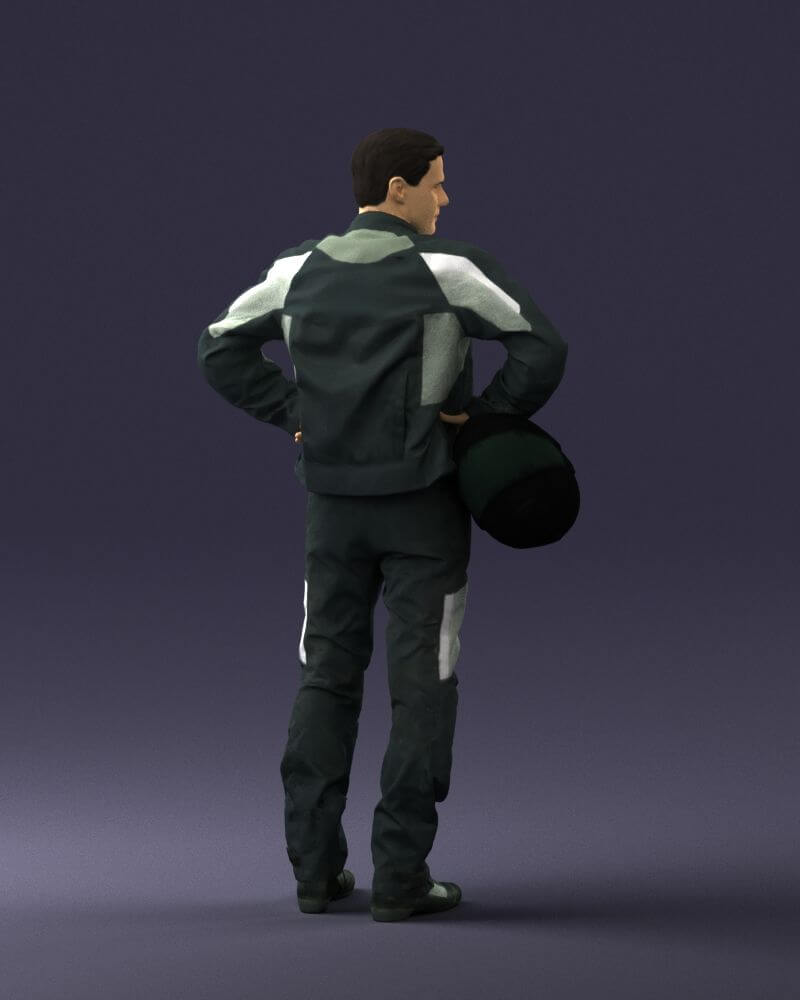 Biker in Motorcycle Gear and Helmet (0085) - 3D Model by 3DFarm