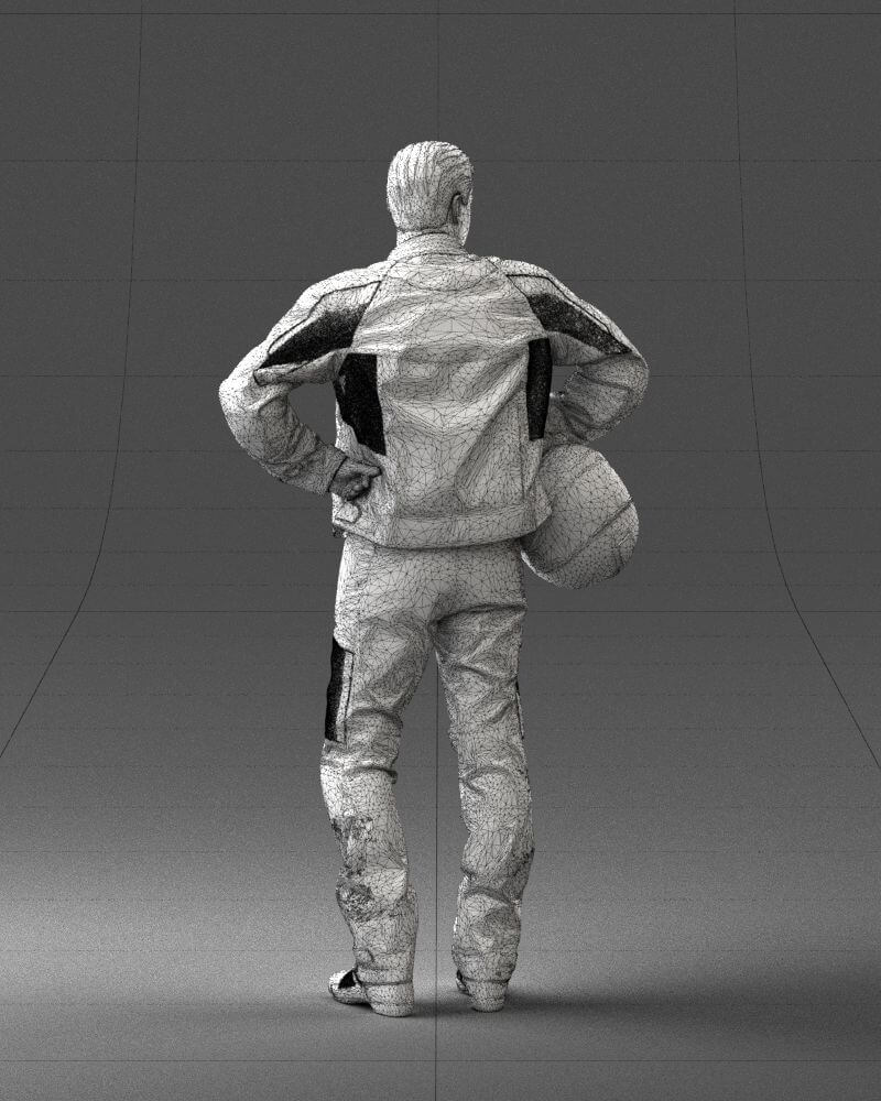 Biker in Motorcycle Gear and Helmet (0085) - 3D Model by 3DFarm