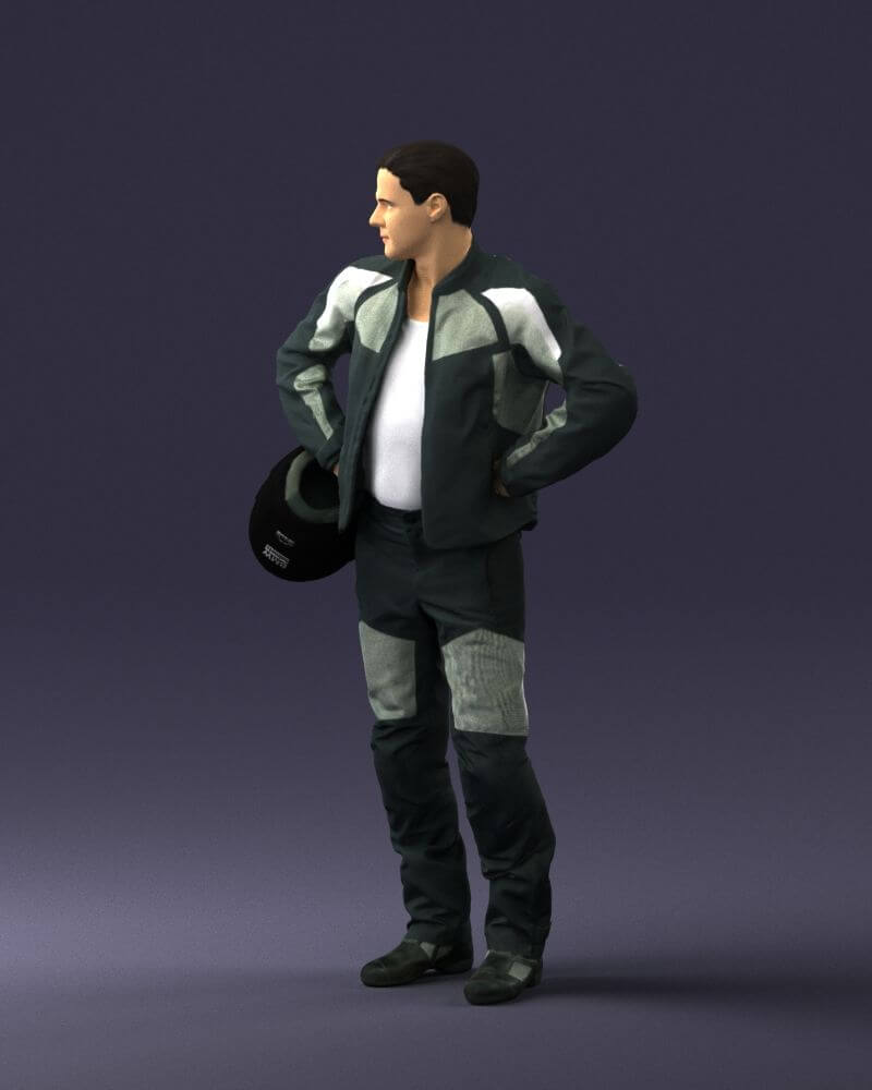 Biker in Motorcycle Gear and Helmet (0085) - 3D Model by 3DFarm