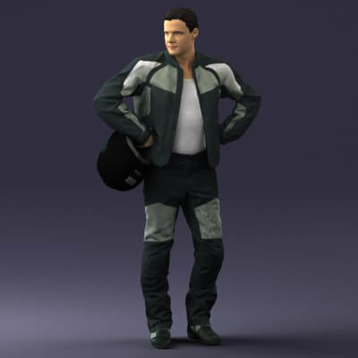 000419 Realistic Man Character in Motorcycle Suit Helmet - 3D Model by ...