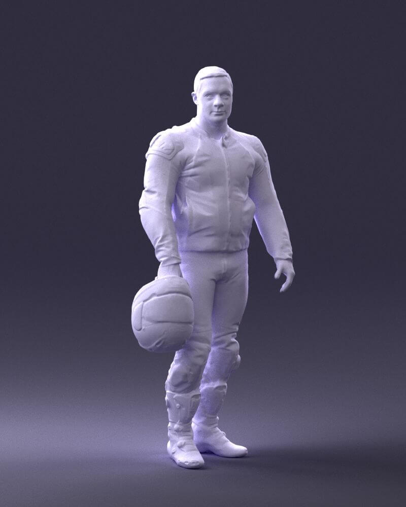 Biker in Motorcycle Gear and Helmet (0086) - 3D Model by 3DFarm