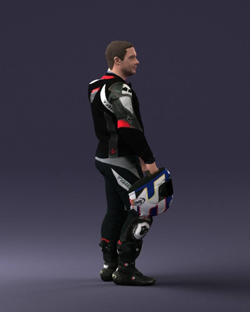 Biker in Motorcycle Gear and Helmet (0086) - 3D Model by 3DFarm