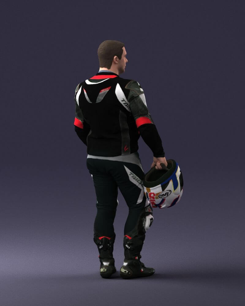 Biker in Motorcycle Gear and Helmet (0086) - 3D Model by 3DFarm