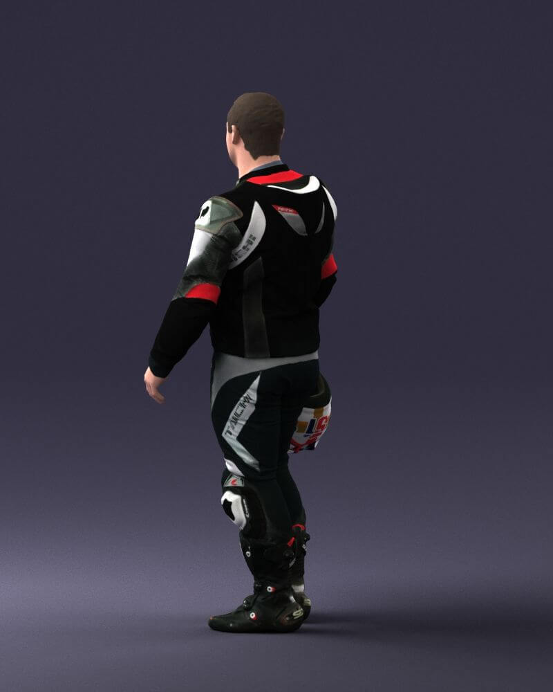 Biker in Motorcycle Gear and Helmet (0086) - 3D Model by 3DFarm