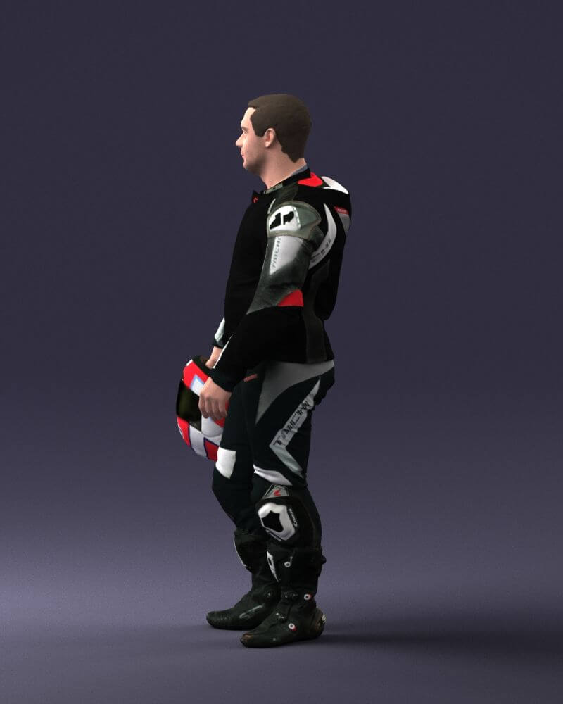 Biker in Motorcycle Gear and Helmet (0086) - 3D Model by 3DFarm