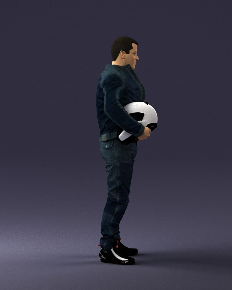 Biker in Motorcycle Gear and Helmet (0093) - 3D Model by 3DFarm