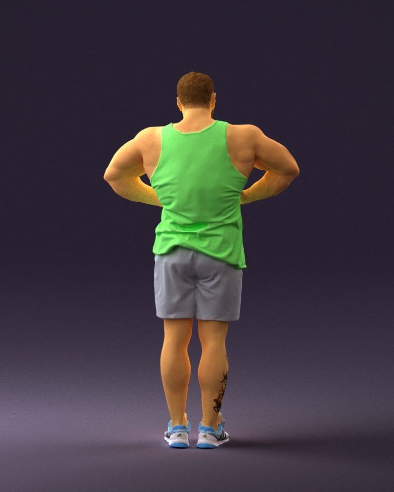 Bodybuilder in Green Shirt (0783) - 3D Model by 3DFarm