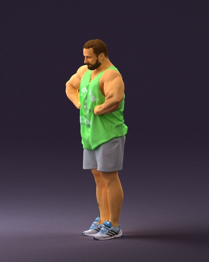 Bodybuilder in Green Shirt (0783) - 3D Model by 3DFarm