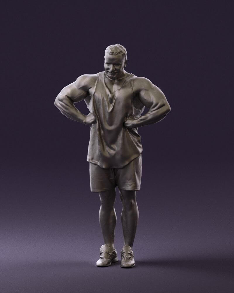 Bodybuilder in Green Shirt (0783) - 3D Model by 3DFarm