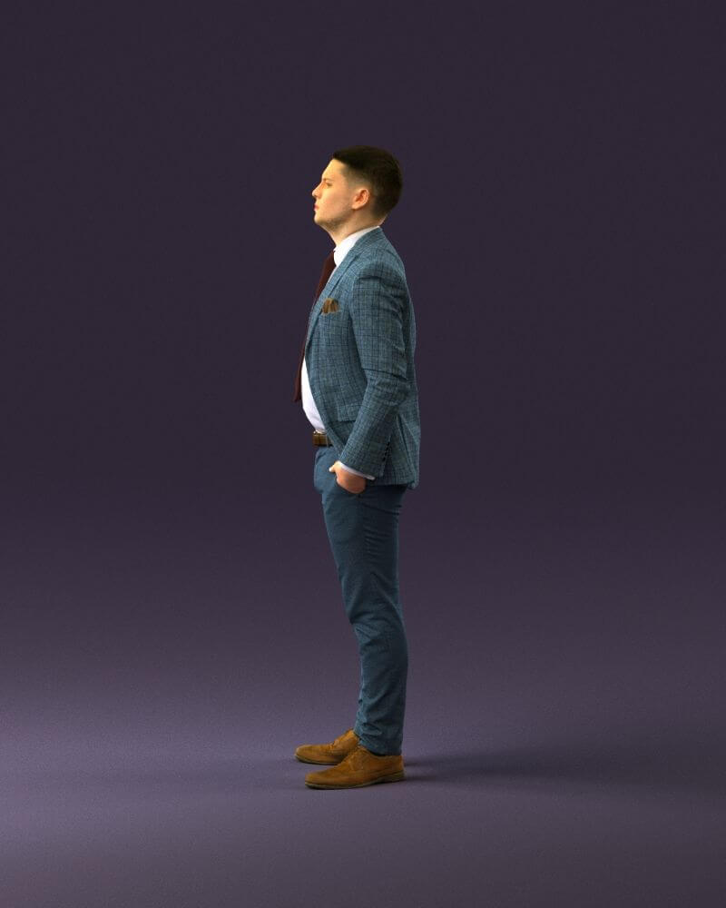 Confused Man in Blue Suit (1068) - 3D Model by 3DFarm