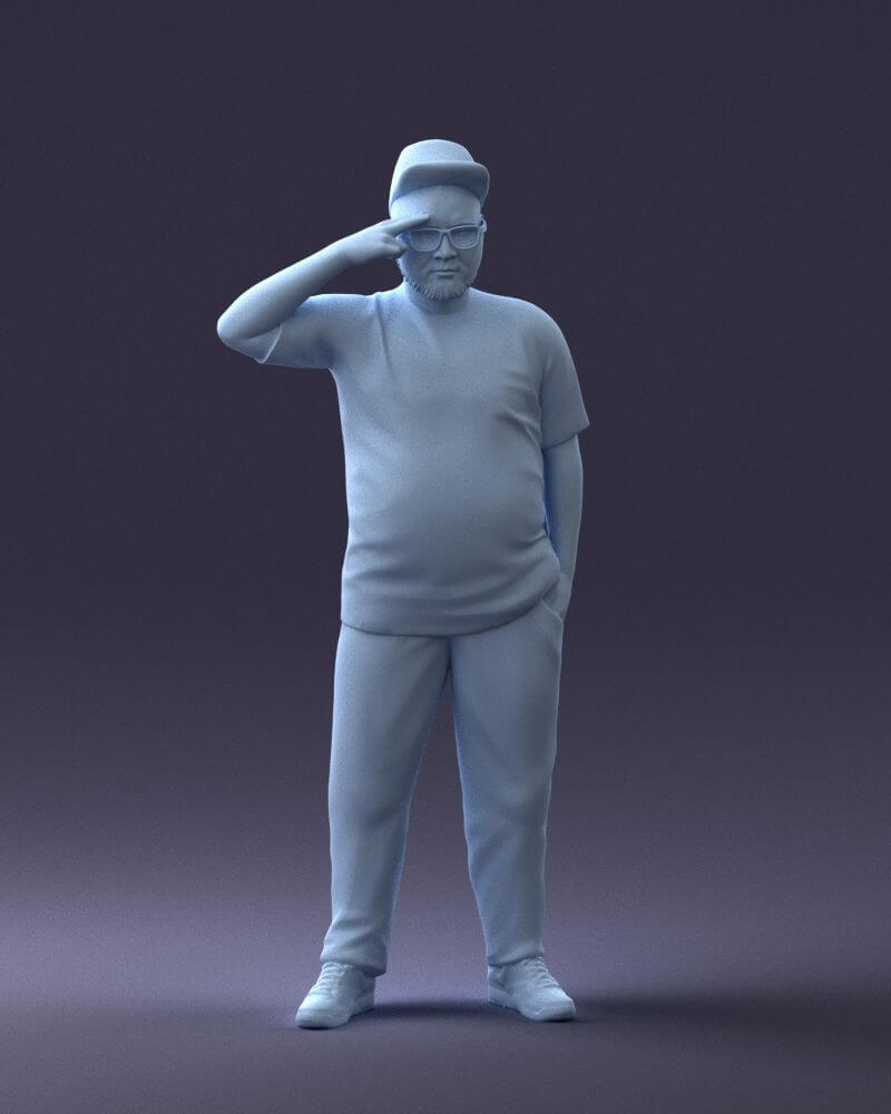 Fat Man in T-Shirt (1121) 3D Model by 3DFarm