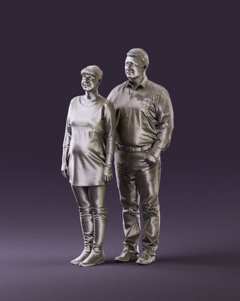 Fatty Man Hug Woman in White in Back (0882) - 3D Model by 3DFarm