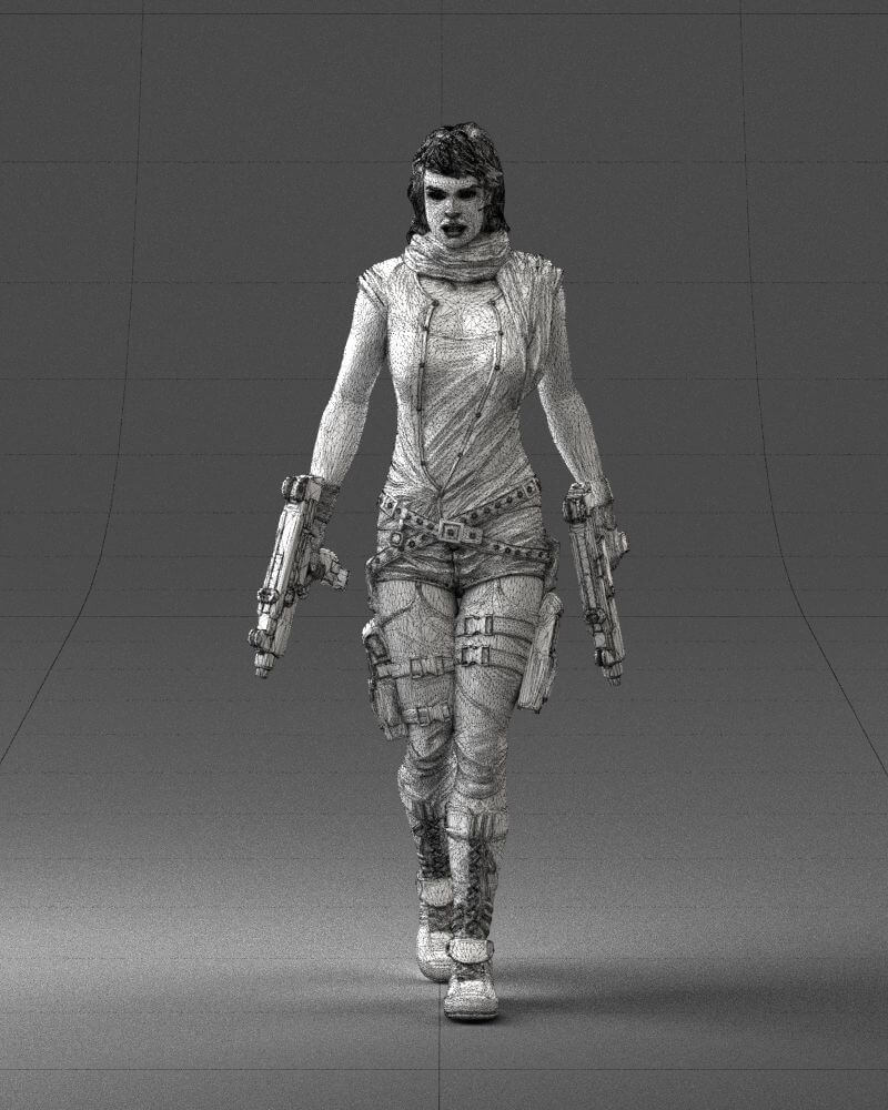 Female Zombie Hunter (0231) - 3D Model by 3DFarm