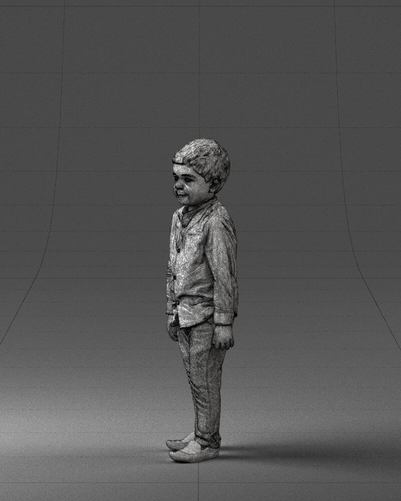 Frowning Boy in a Shirt (0278) - 3D Model by 3DFarm