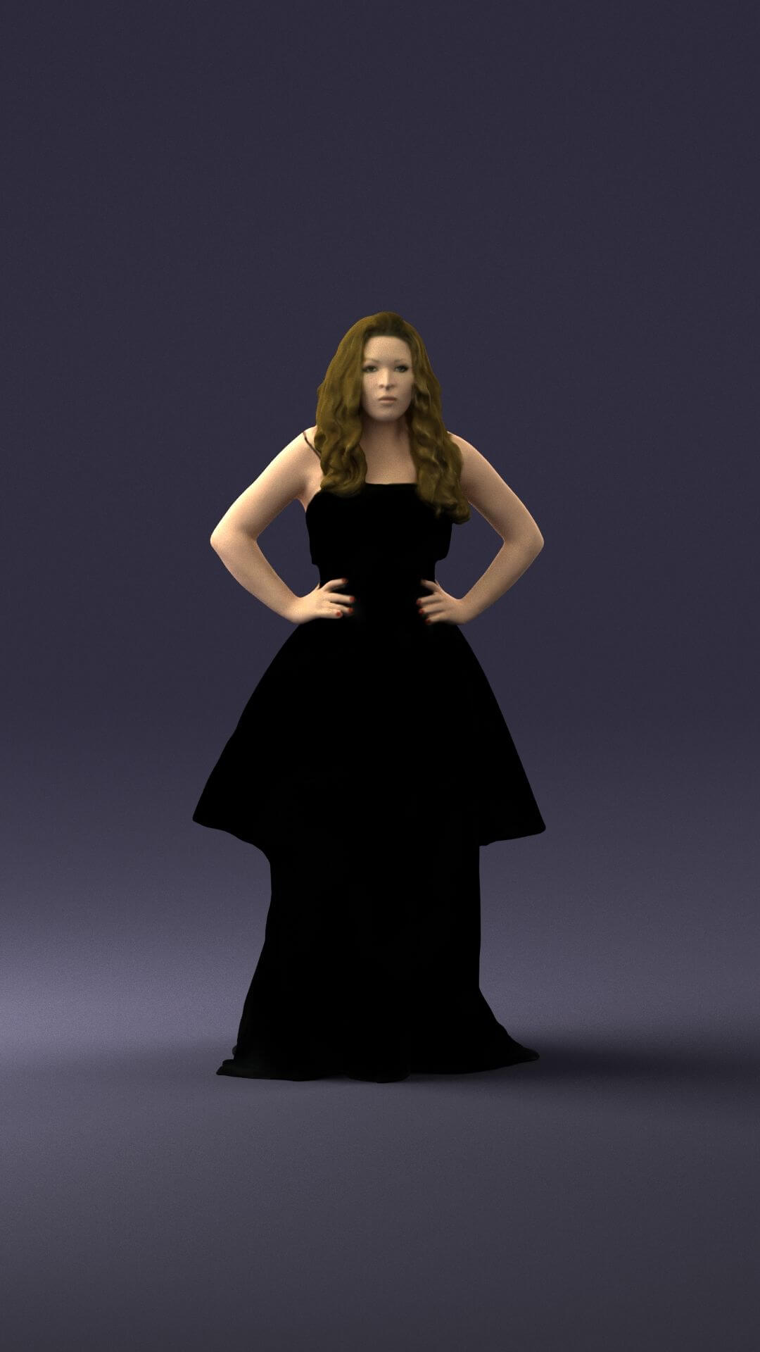 Girl in a Black Evening Dress (0340) - 3D Model by 3DFarm