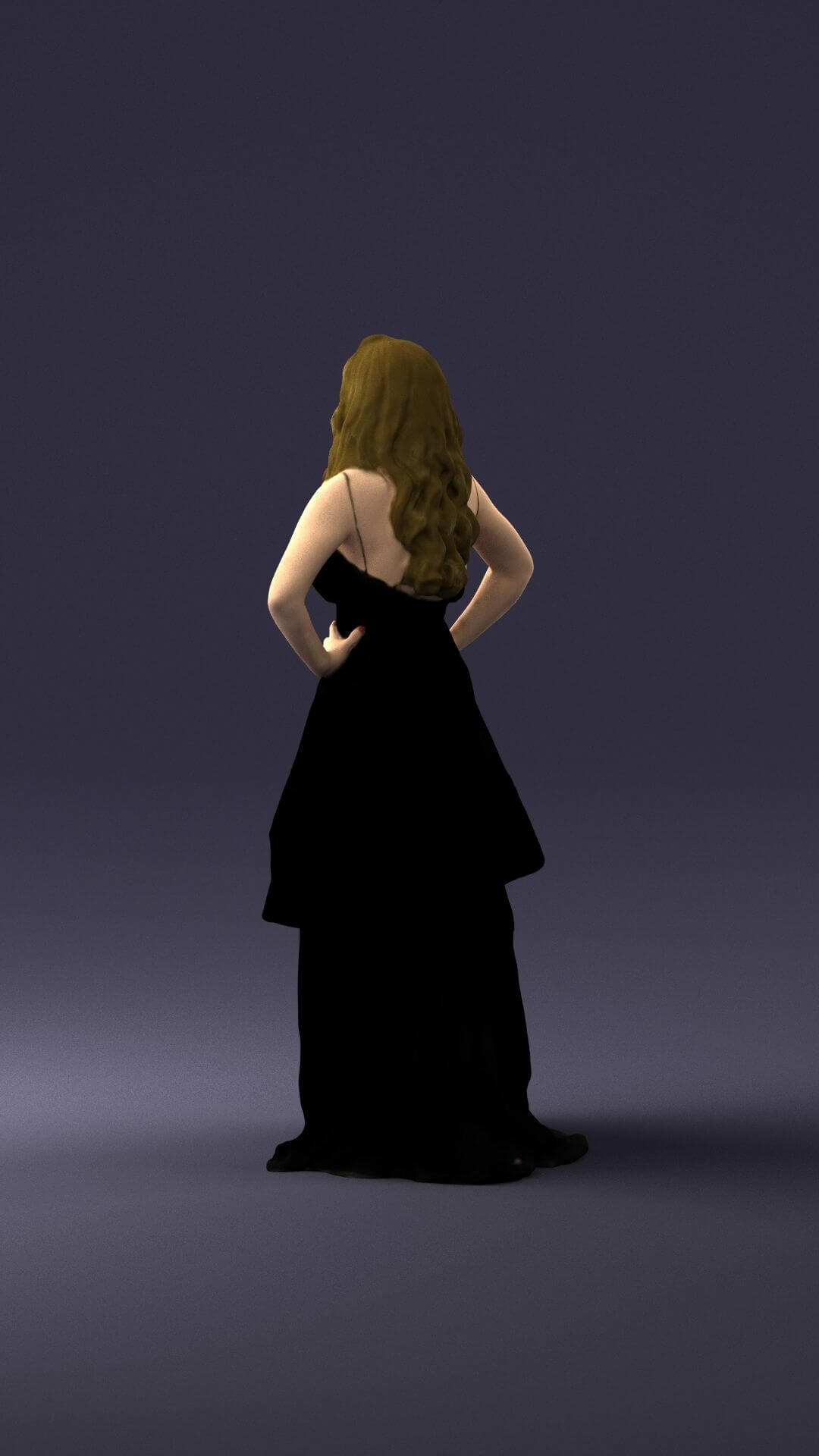Girl in a Black Evening Dress (0340) - 3D Model by 3DFarm