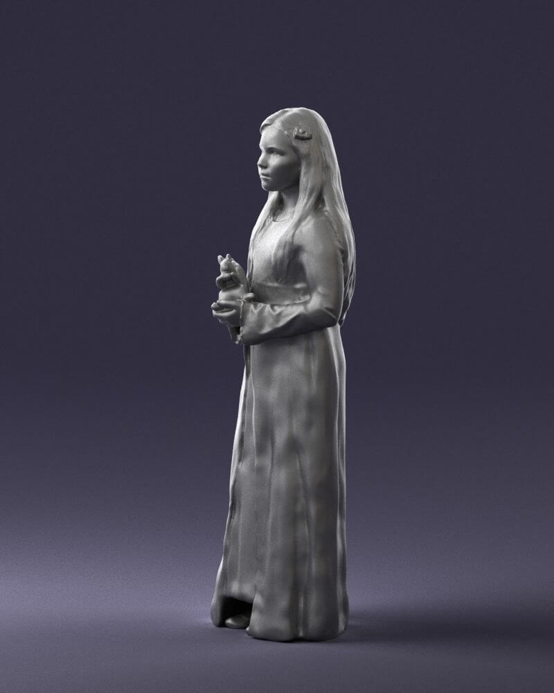 Girl in a Dress with a Squirrel (0387) - 3D Model by 3DFarm