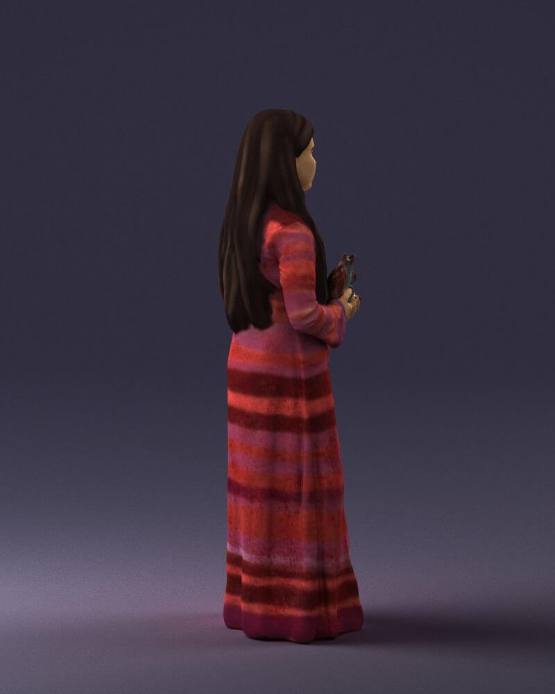 Girl in a Dress with a Squirrel (0387) - 3D Model by 3DFarm