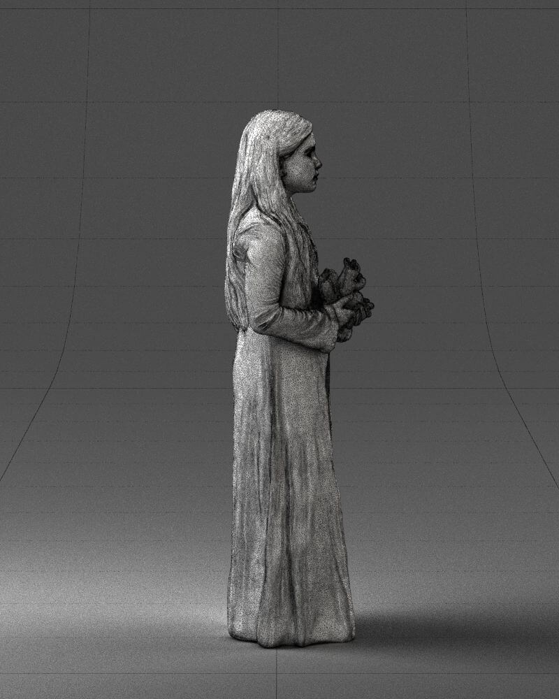 Girl in a Dress with a Squirrel (0387) - 3D Model by 3DFarm