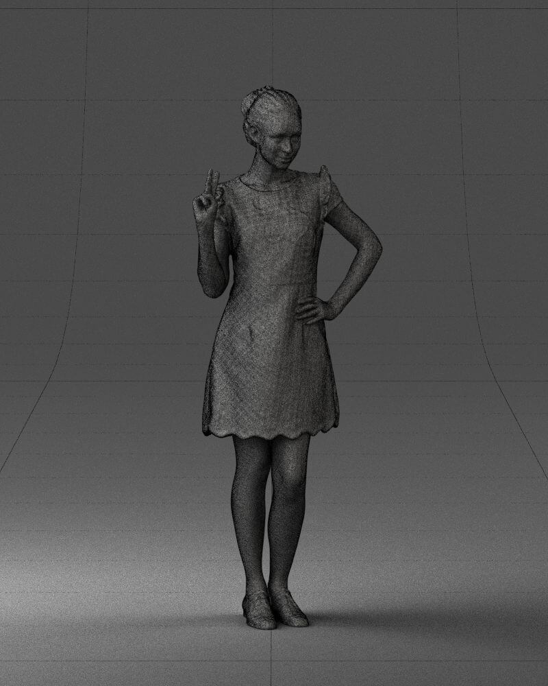 Girl in a Dress with Patterns (0196) - 3D Model by 3DFarm