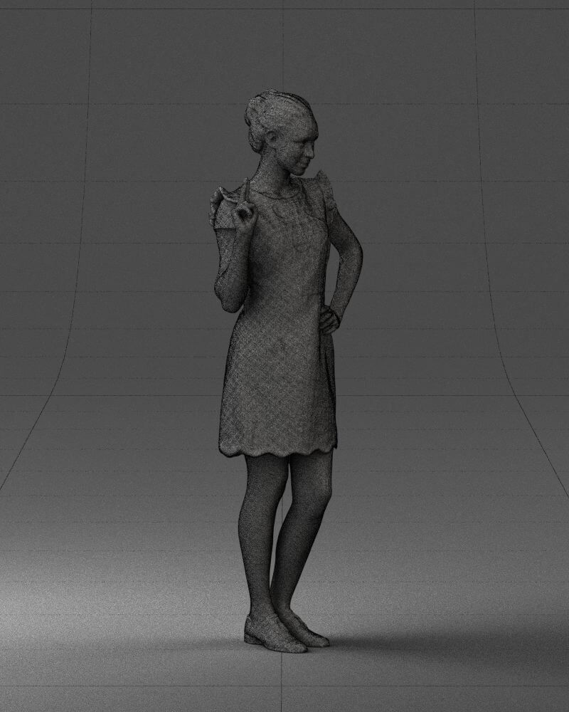 Girl in a Dress with Patterns (0196) - 3D Model by 3DFarm