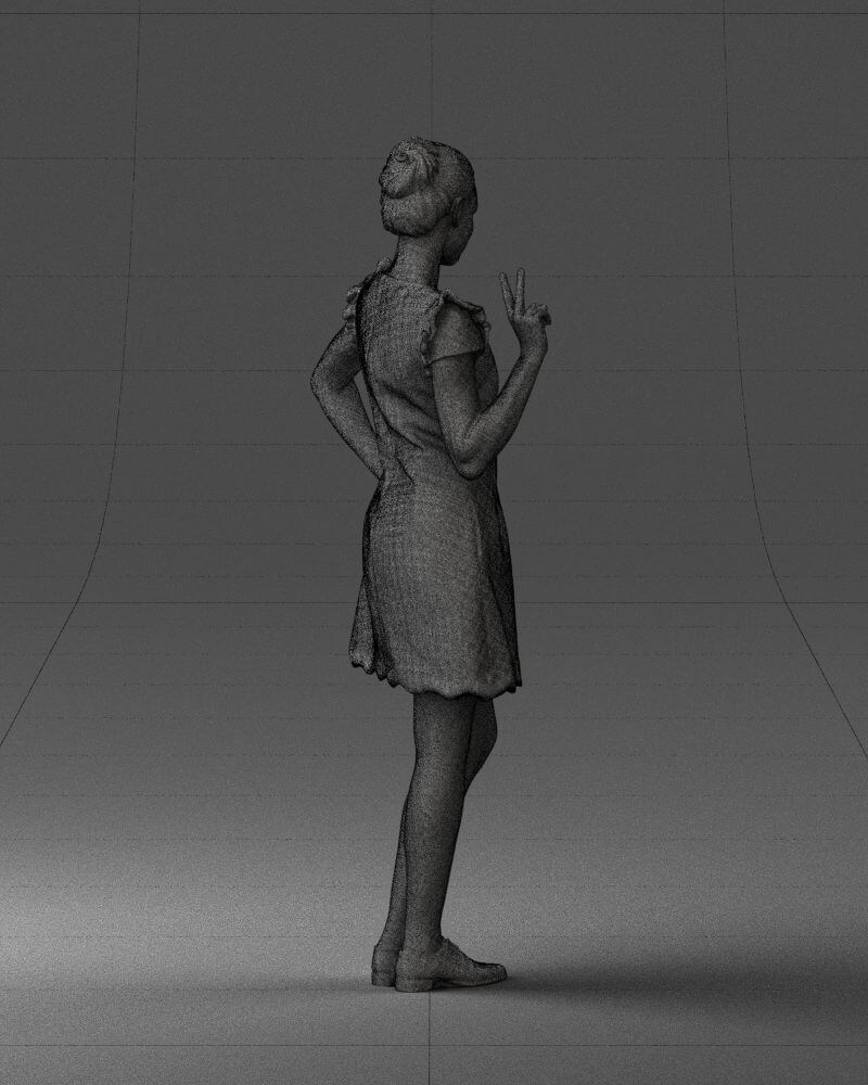 Girl in a Dress with Patterns (0196) - 3D Model by 3DFarm