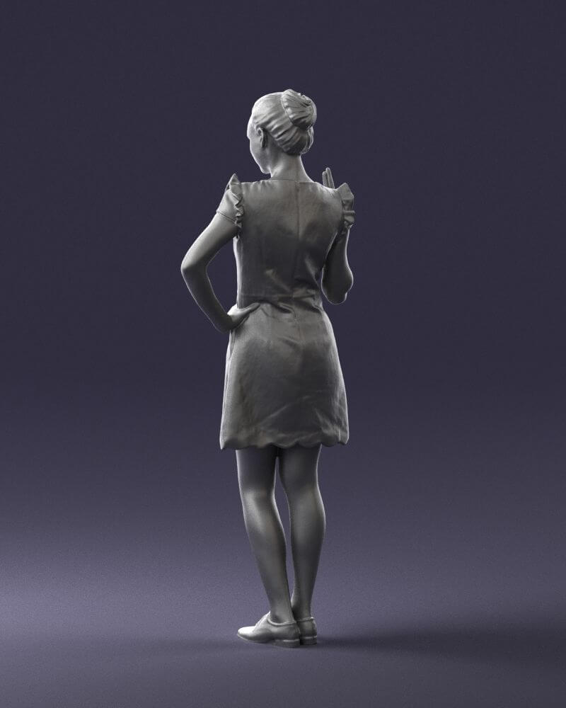 Girl in a Dress with Patterns (0196) - 3D Model by 3DFarm