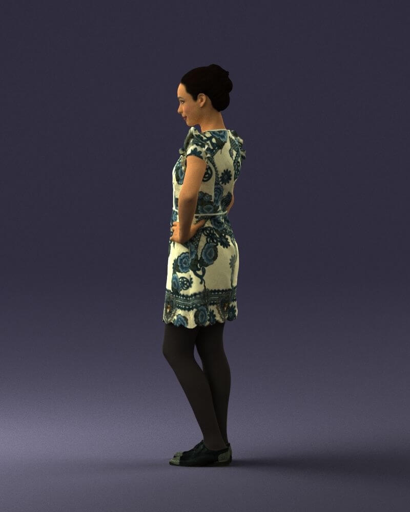Girl in a Dress with Patterns (0196) - 3D Model by 3DFarm