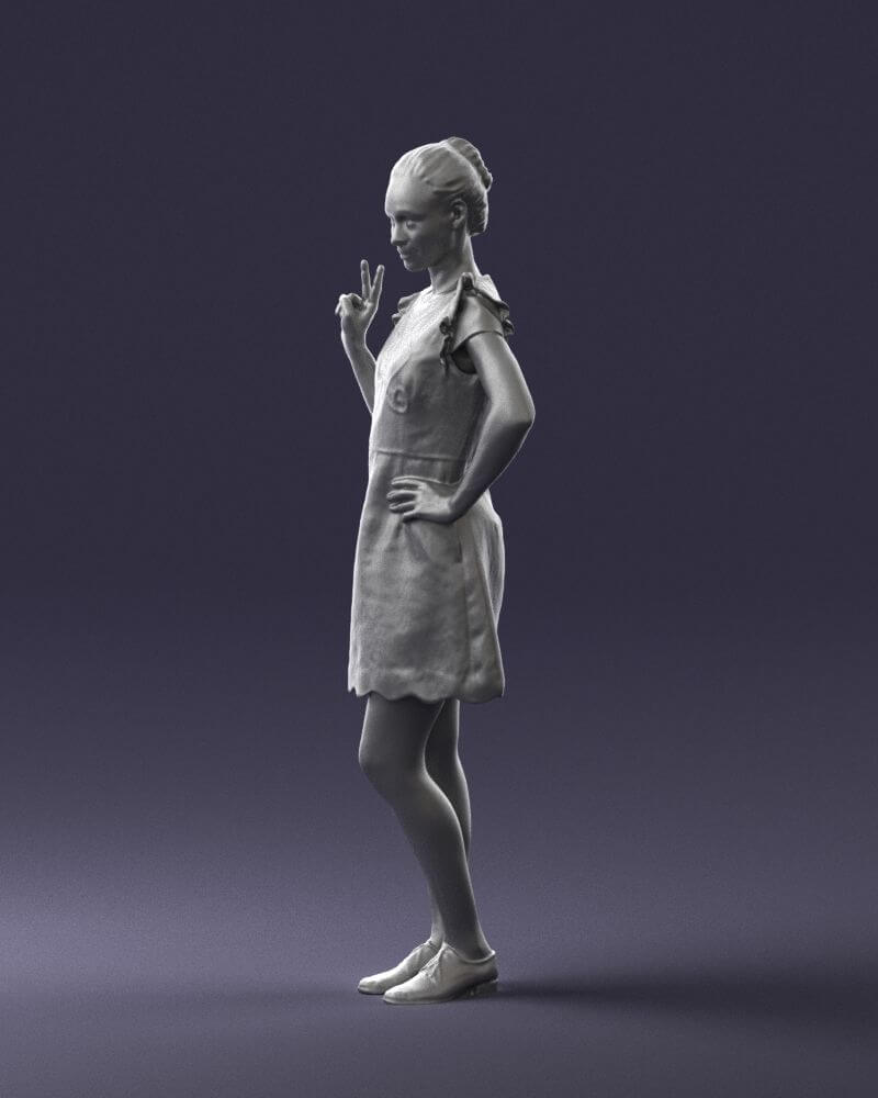 Girl in a Dress with Patterns (0196) - 3D Model by 3DFarm