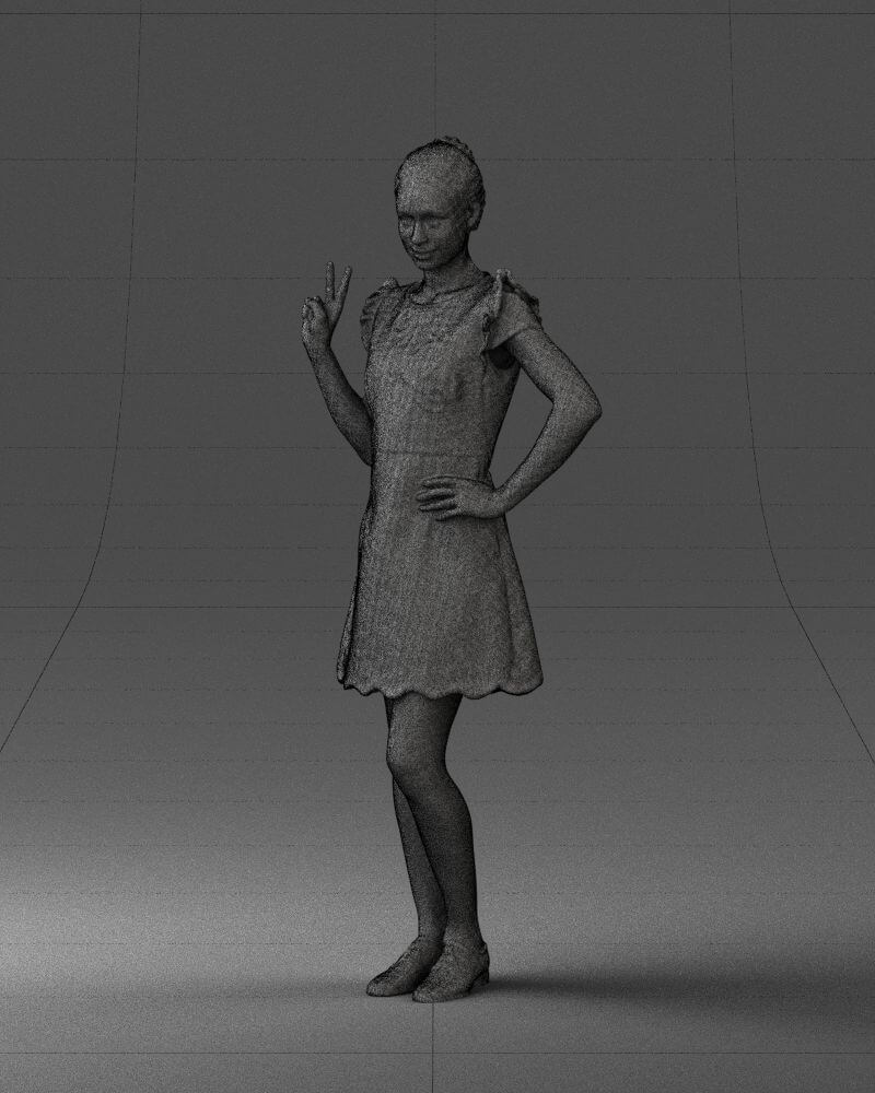 Girl in a Dress with Patterns (0196) - 3D Model by 3DFarm