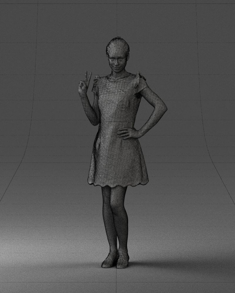 Girl in a Dress with Patterns (0196) - 3D Model by 3DFarm