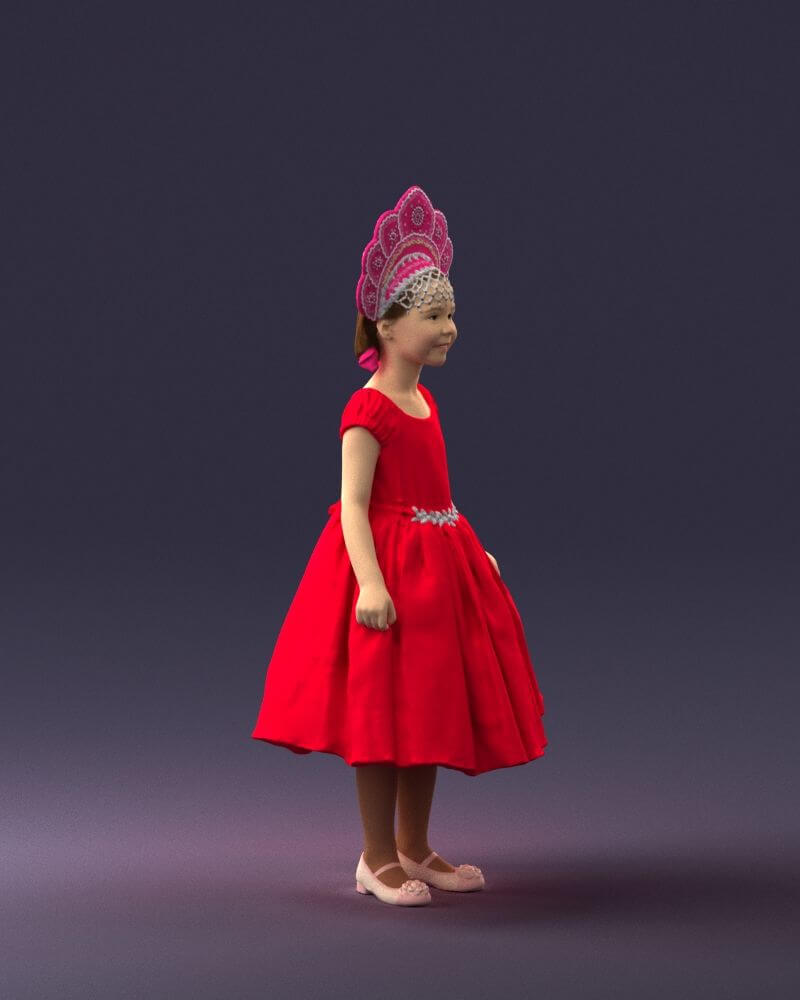 Girl in Red Dress (0070) - 3D Model by 3DFarm