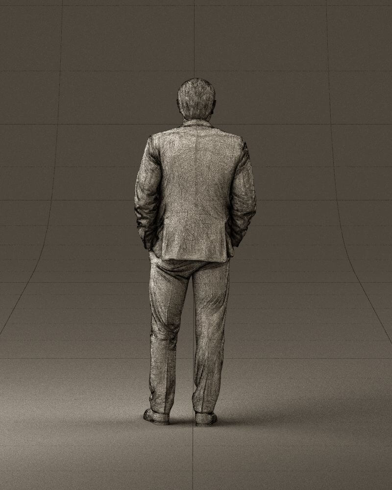 Gray Haired Man in Blue Suit (000981) - 3D Model by 3DFarm