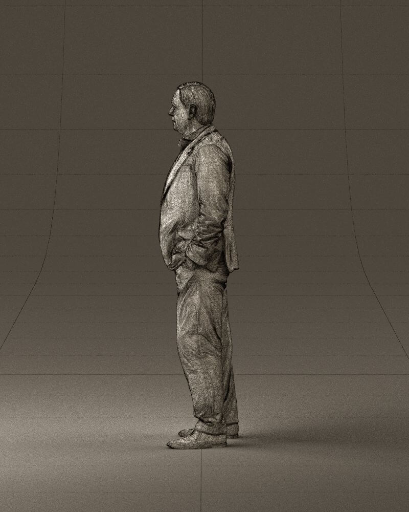 Gray Haired Man in Blue Suit (000981) - 3D Model by 3DFarm