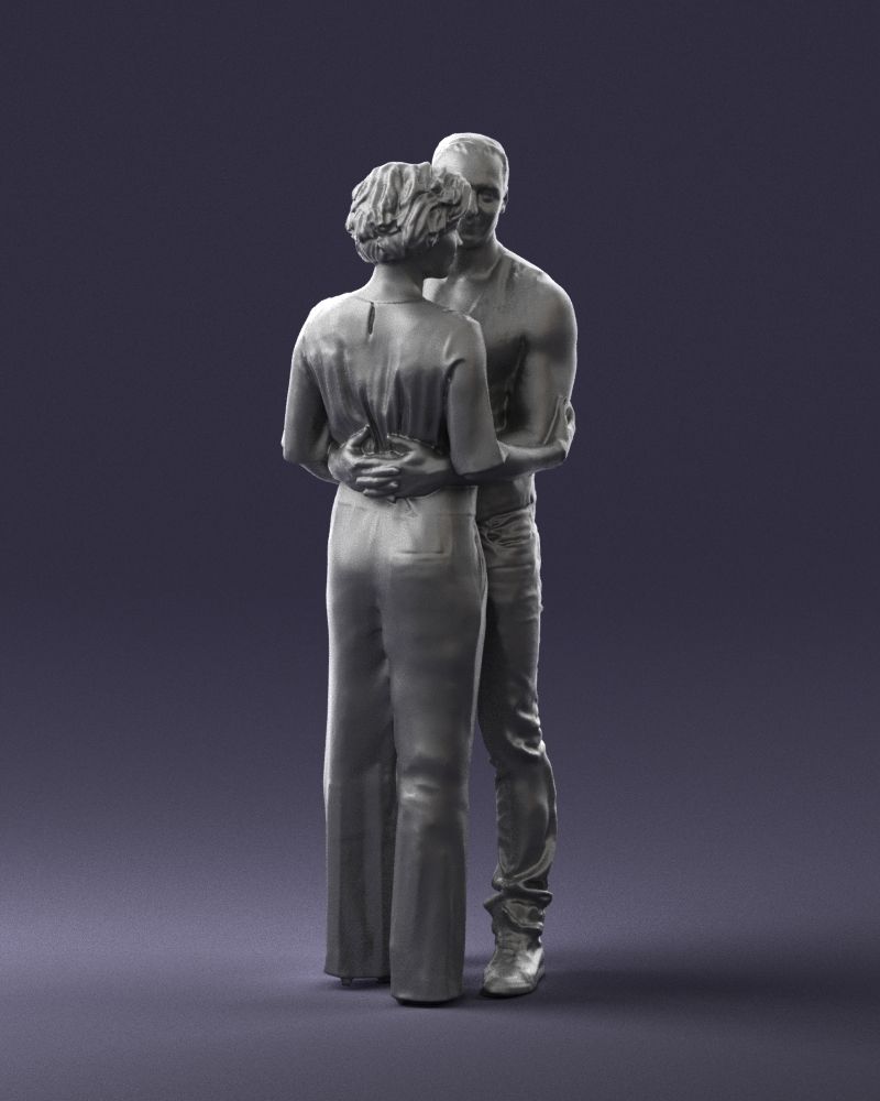 Hugging Couple in Black Dress (0354) - 3D Model by 3DFarm