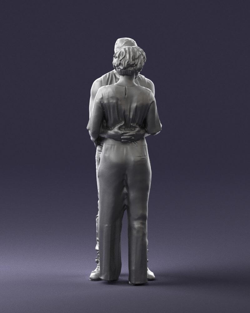 Hugging Couple in Black Dress (0354) - 3D Model by 3DFarm