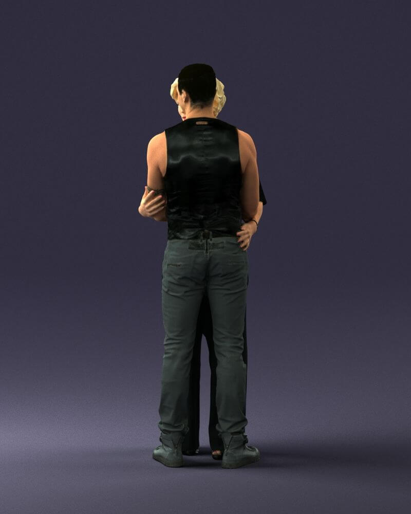 Hugging Couple in Black Dress (0354) - 3D Model by 3DFarm