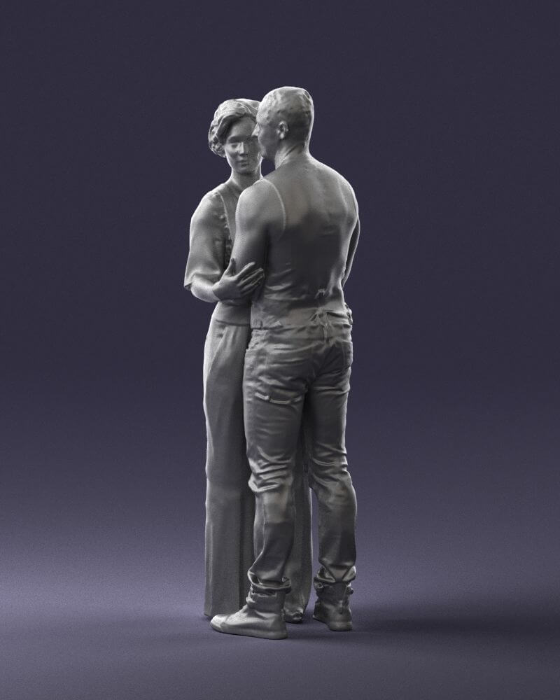 Hugging Couple in Black Dress (0354) - 3D Model by 3DFarm