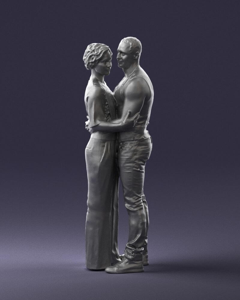 Hugging Couple in Black Dress (0354) - 3D Model by 3DFarm