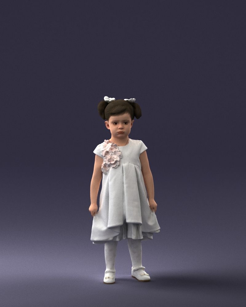 Little Girl in Sundress (0328) - 3D Model by 3DFarm