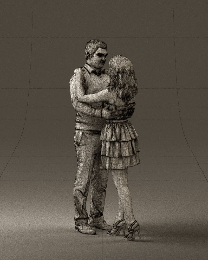 Man and Woman in Dress Hugs (0791) - 3D Model by 3DFarm