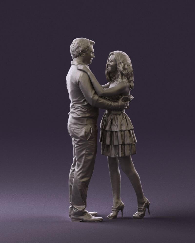 Man and Woman in Dress Hugs (0791) - 3D Model by 3DFarm