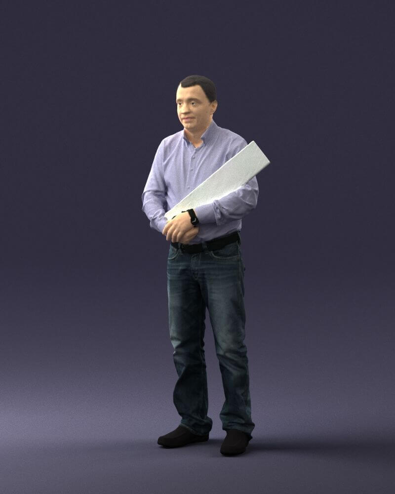 Man Holding Sign (0621) - 3D Model by 3DFarm